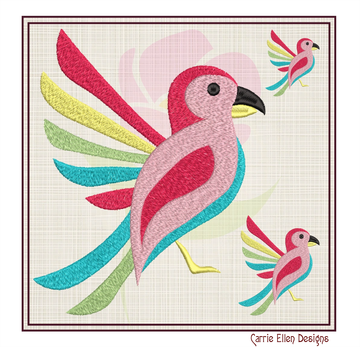Parrot Machine Embroidery Design Bird Embroidery Design Tropical